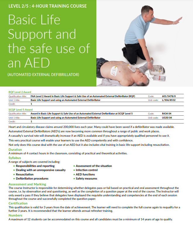 Basic Life Support and the safe use of an AED